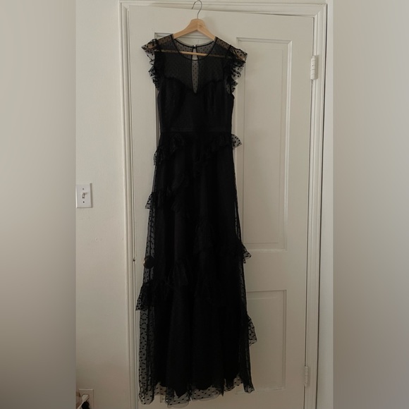 BCBGMaxAzria | Dresses | Bcbgmaxazria Tulle Ruffle Maxi Dress Formal ...